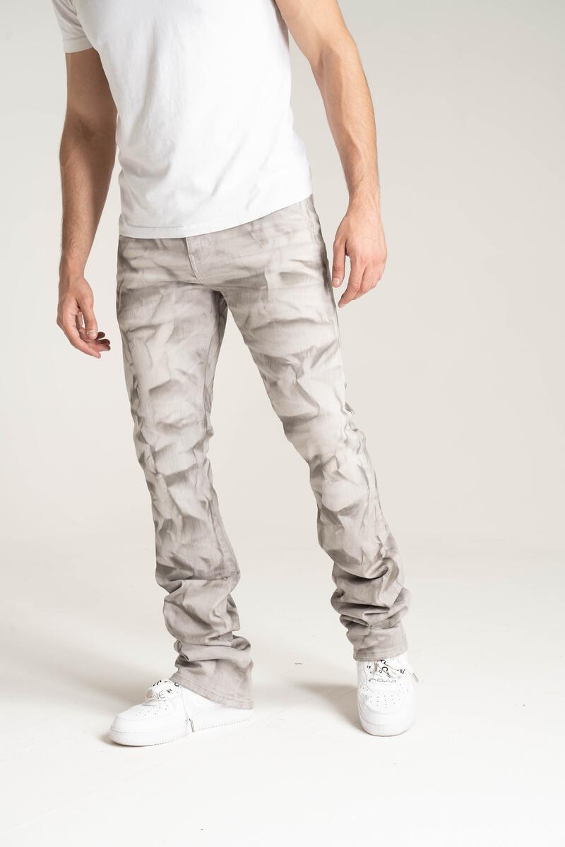 Taker Stretch Stacked Pant with Special Wash Effect (Latte)
