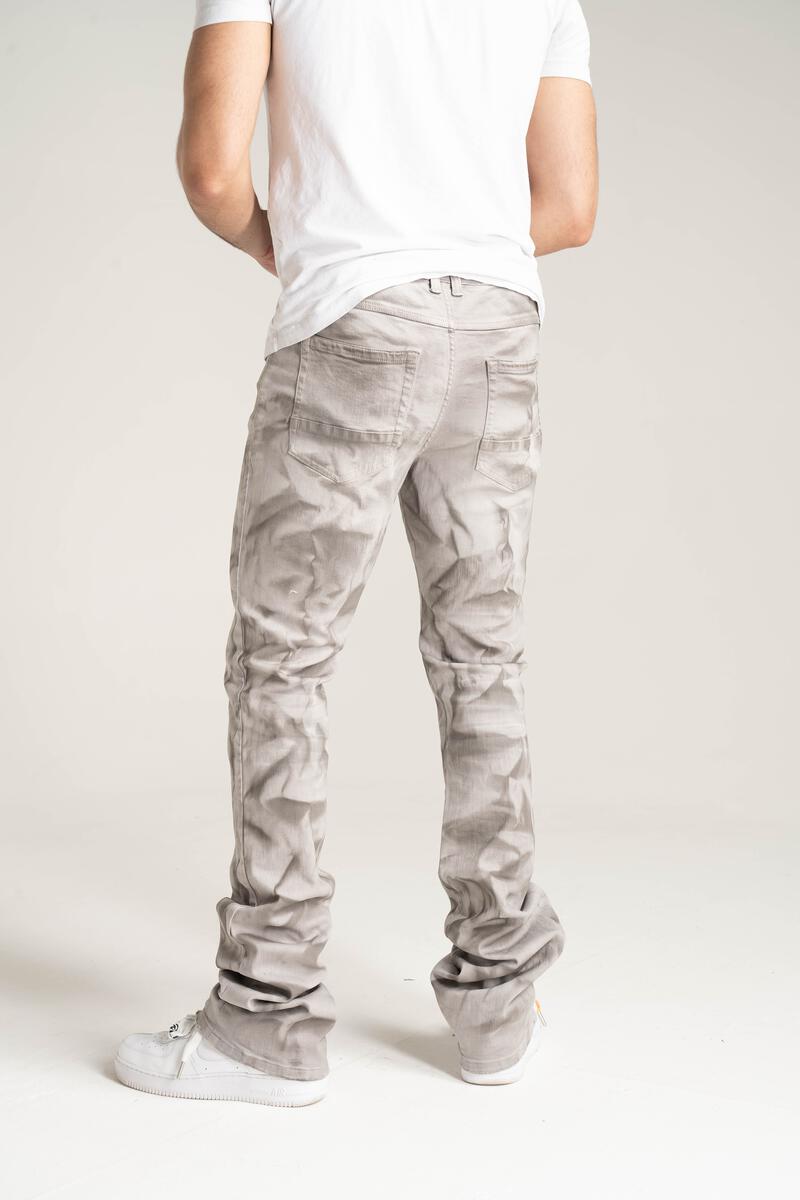 Taker Stretch Stacked Pant with Special Wash Effect (Latte)