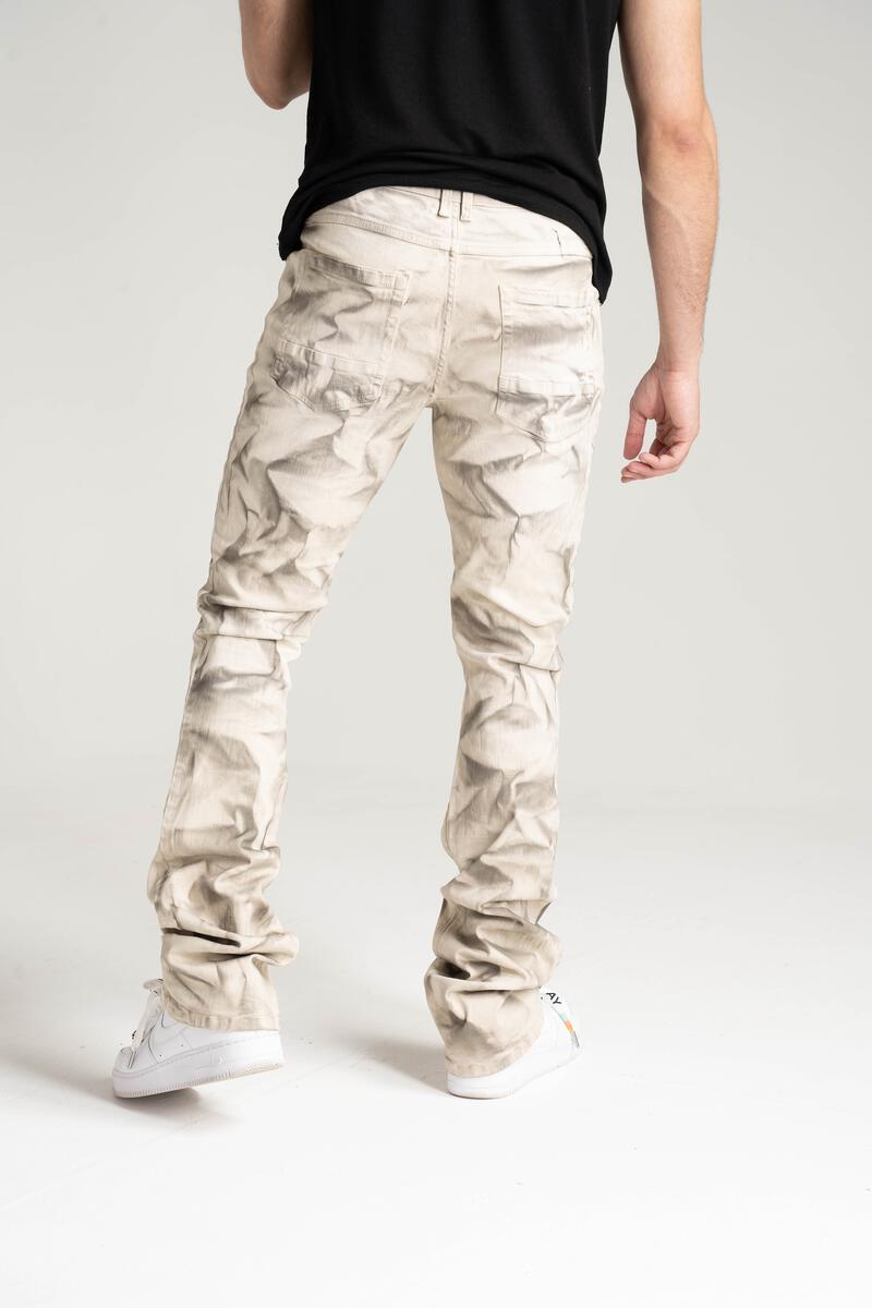 Taker Stretch Stacked Pant with Special Wash Effect (Latte)
