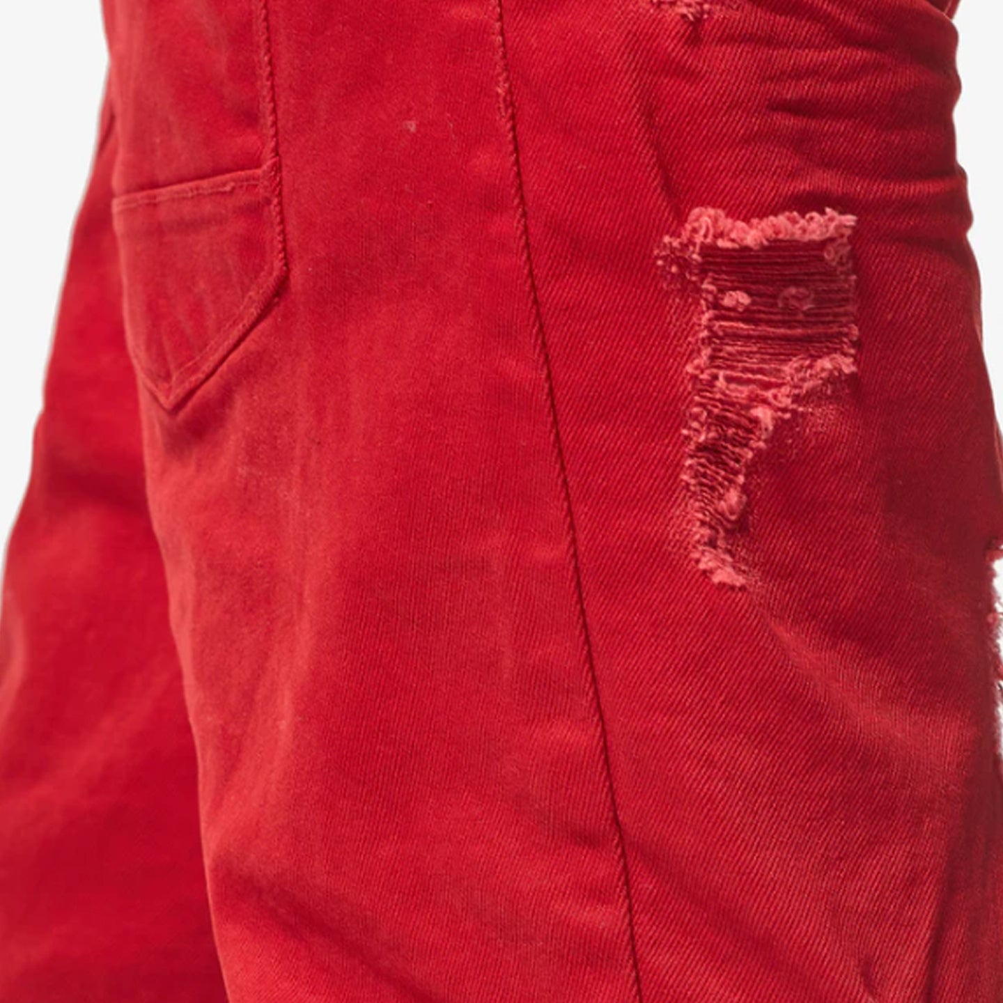 Copper Rivet Ripped Jean Short Red